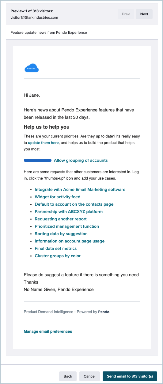 Notification emails in Feedback – Pendo Help Center