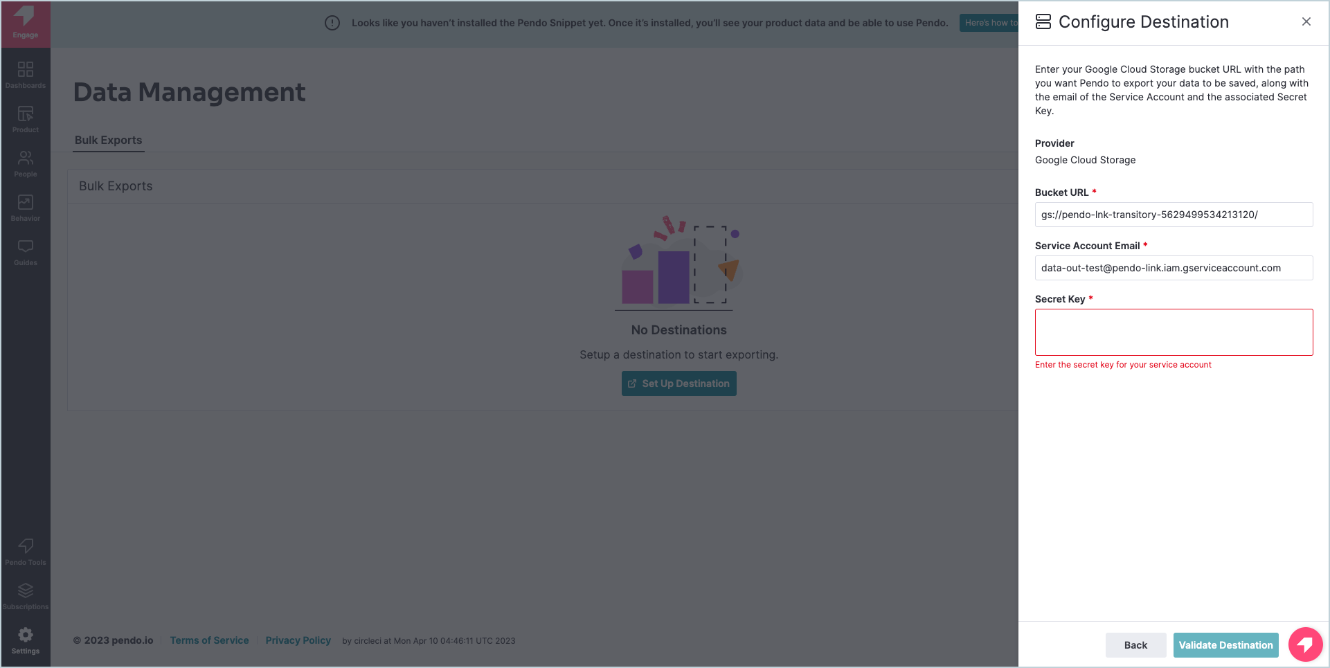 Set up Data Sync with Google Cloud – Pendo Help Center