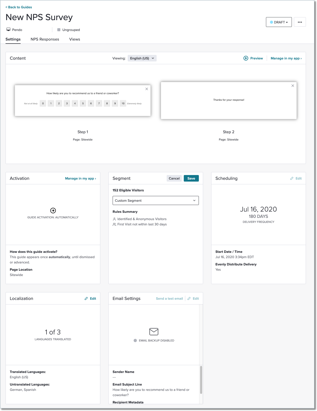 Set up an NPS survey – Pendo Help Center