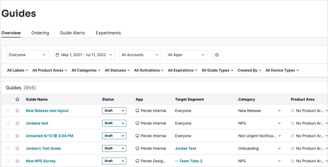 View the guides list – Pendo Help Center