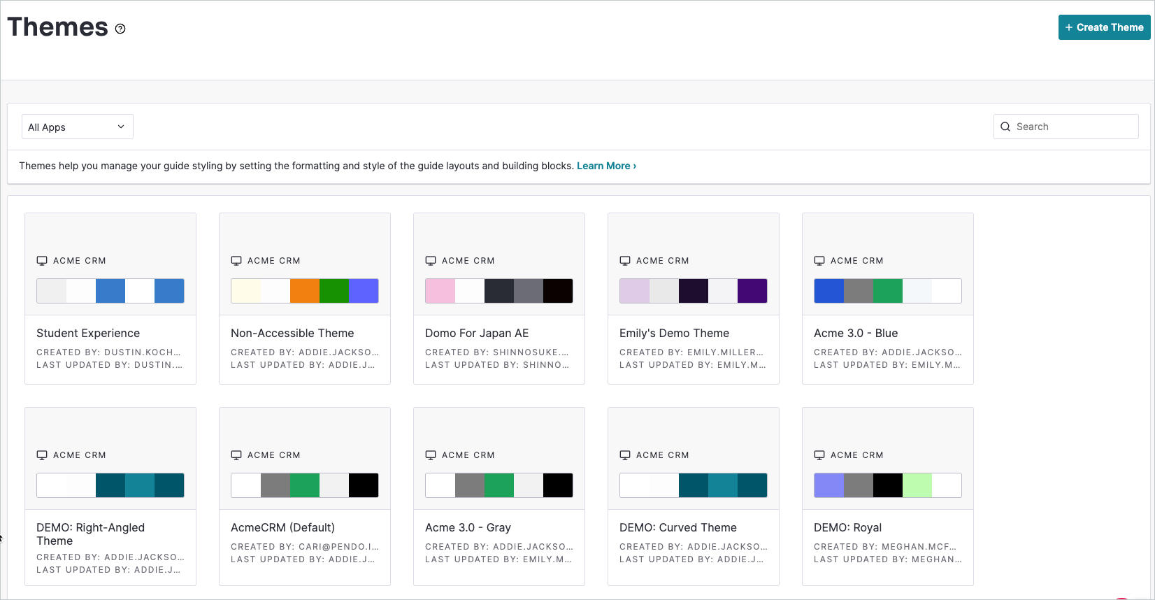 Manage guide styling with themes – Pendo Help Center