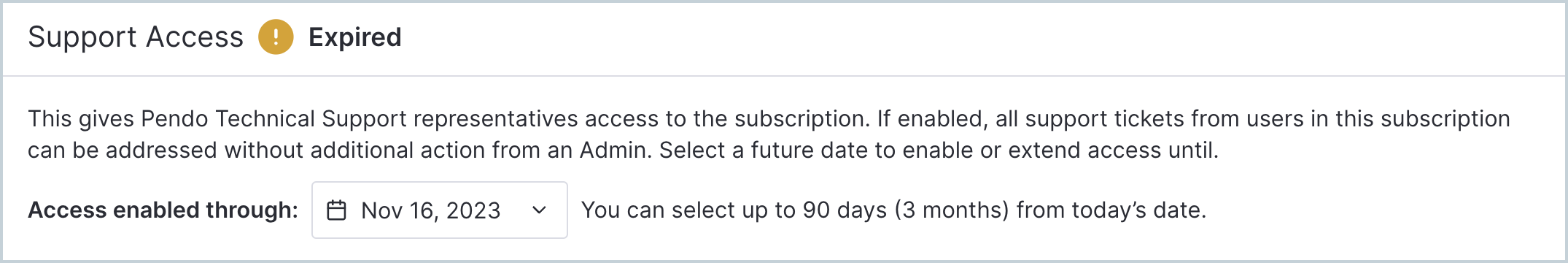 Subscription settings – Pendo Help Center