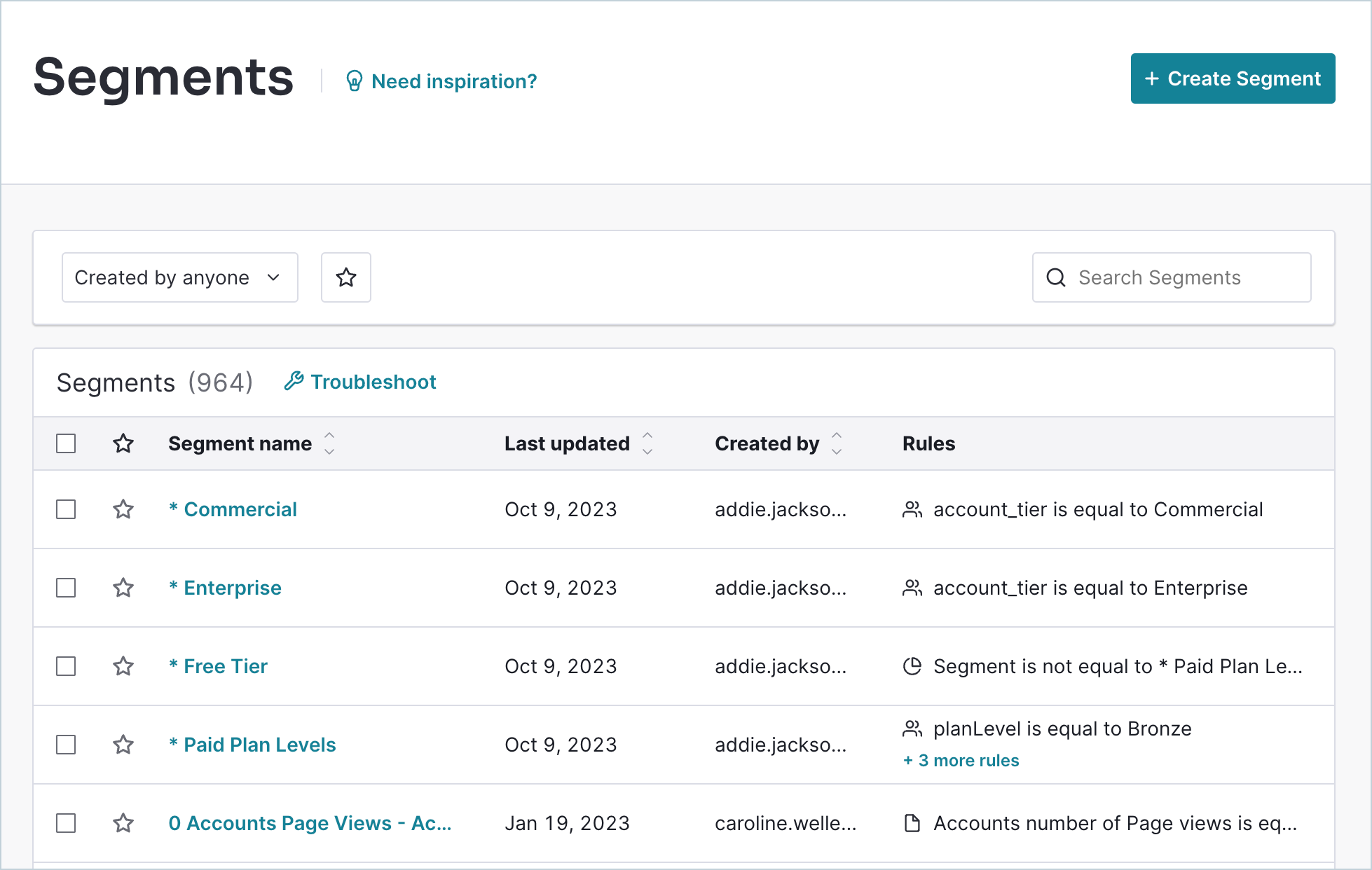 Segments – Pendo Help Center