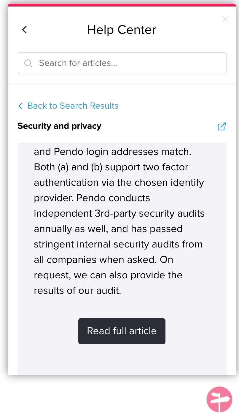 Knowledge Base Integration – Pendo Help Center