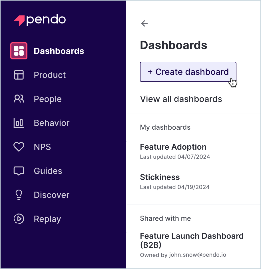 Dashboards – Pendo Help Center