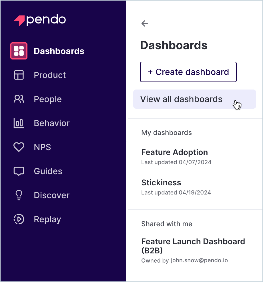 Dashboards – Pendo Help Center