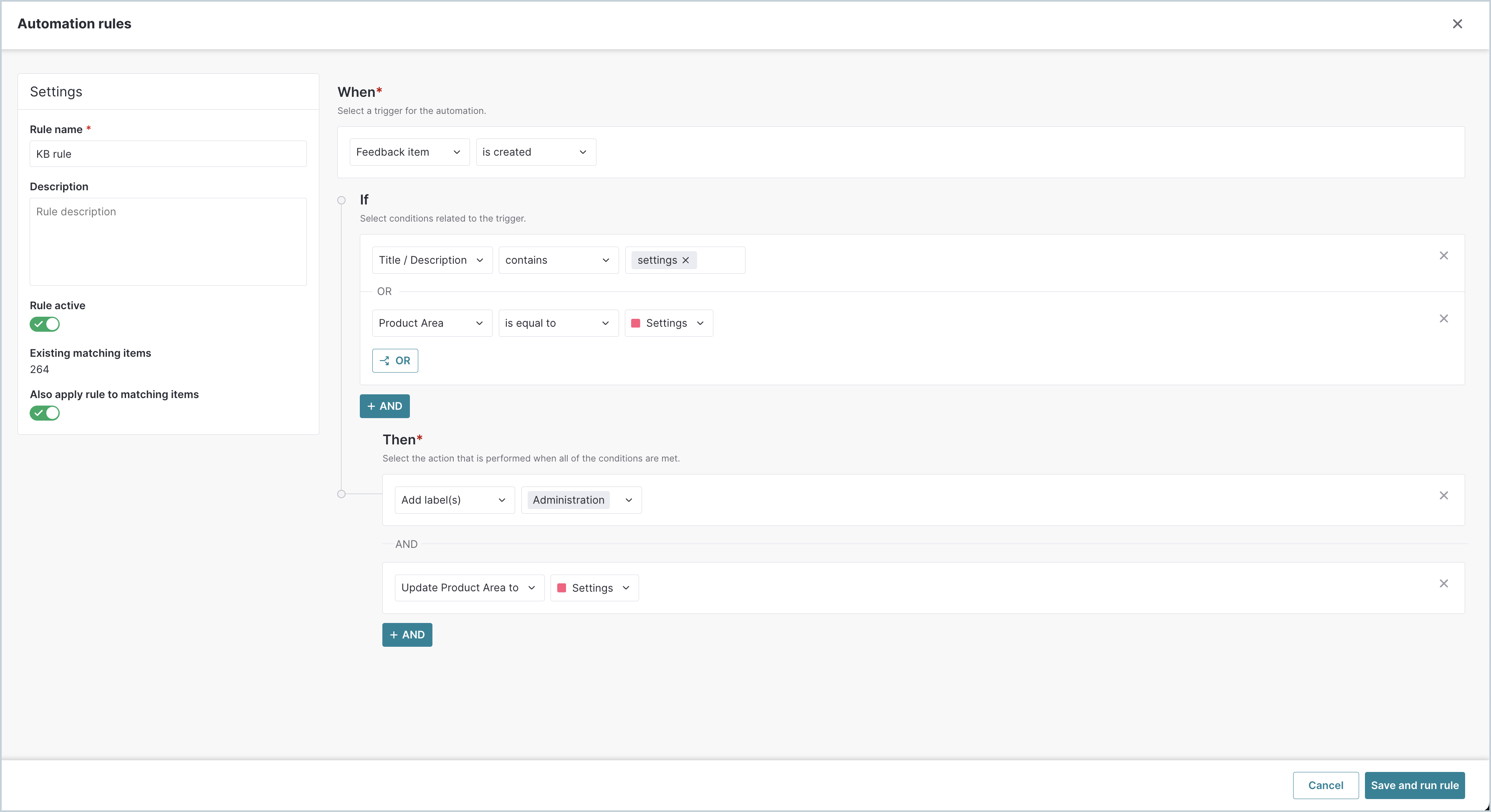 Manage feedback with automation rules – Pendo Help Center