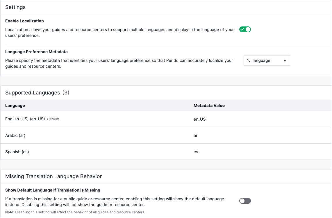 Localization – Pendo Help Center