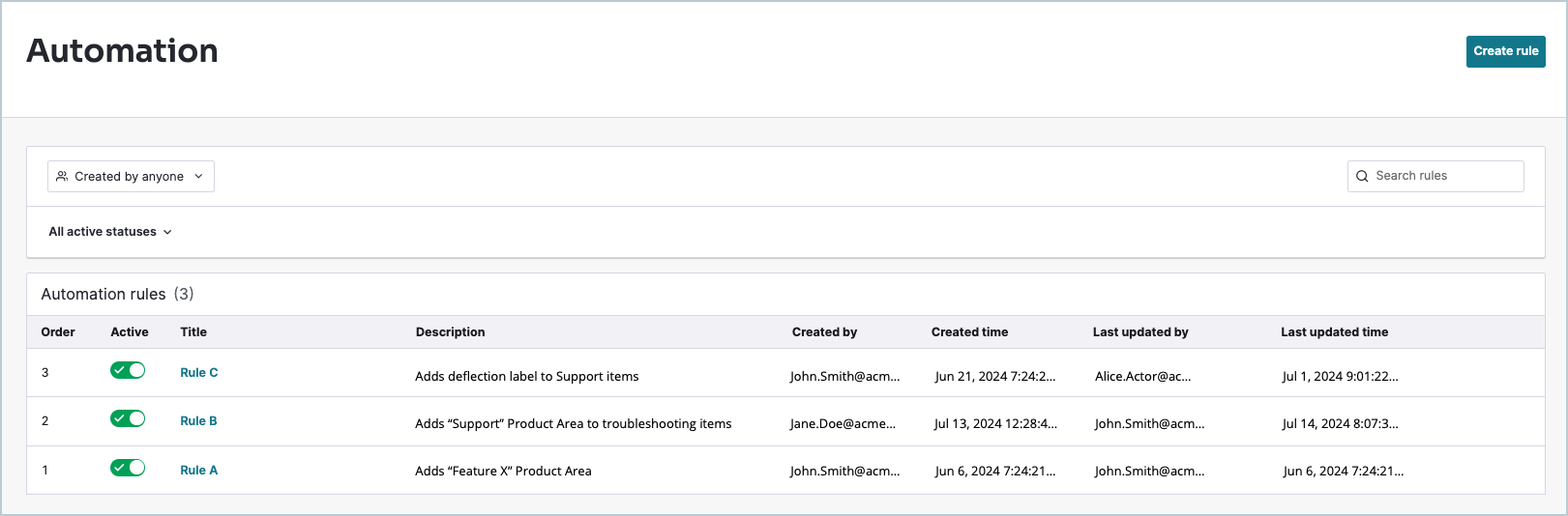 Manage feedback with automation rules – Pendo Help Center