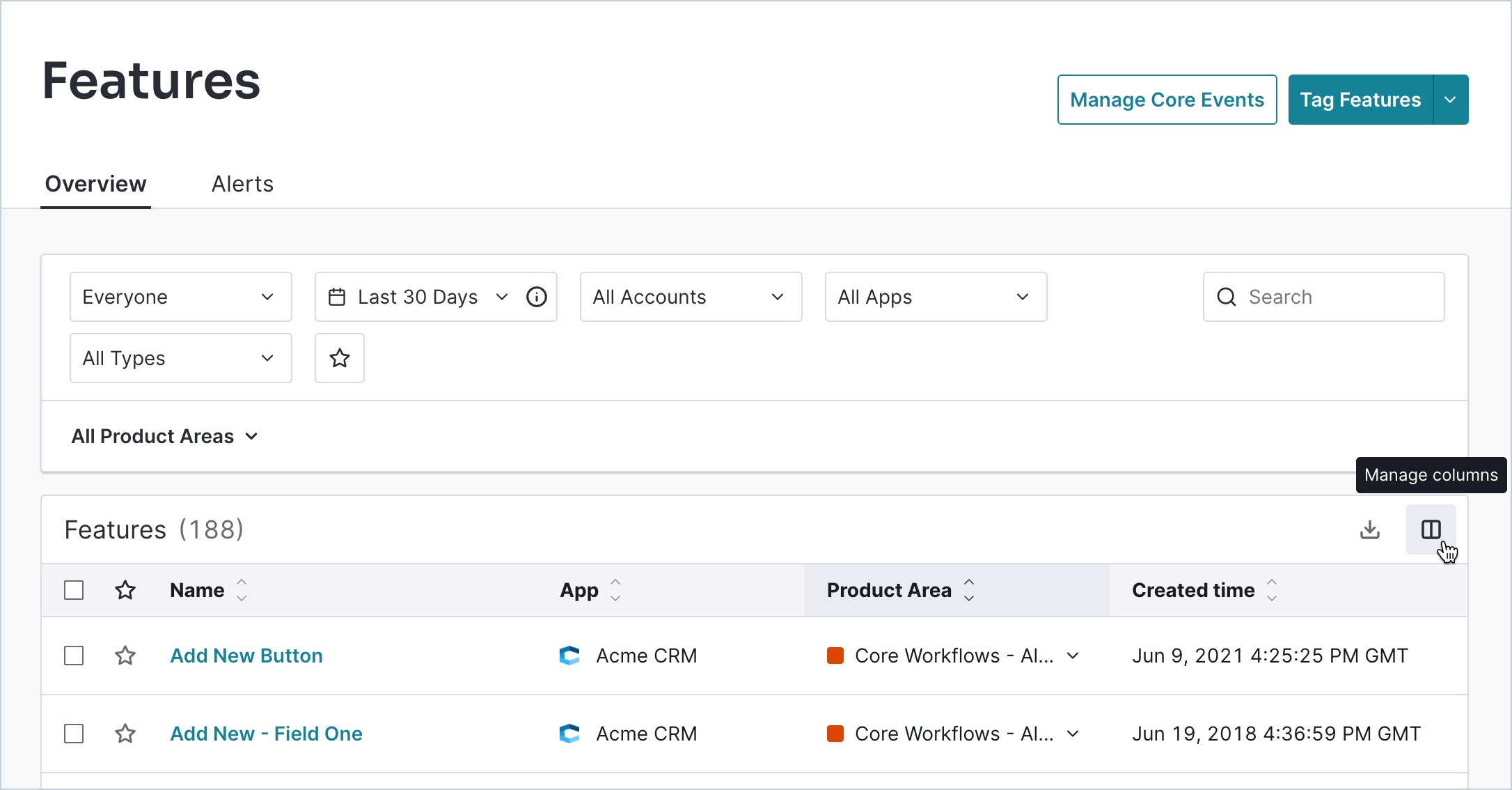 View and manage tagged Features – Pendo Help Center