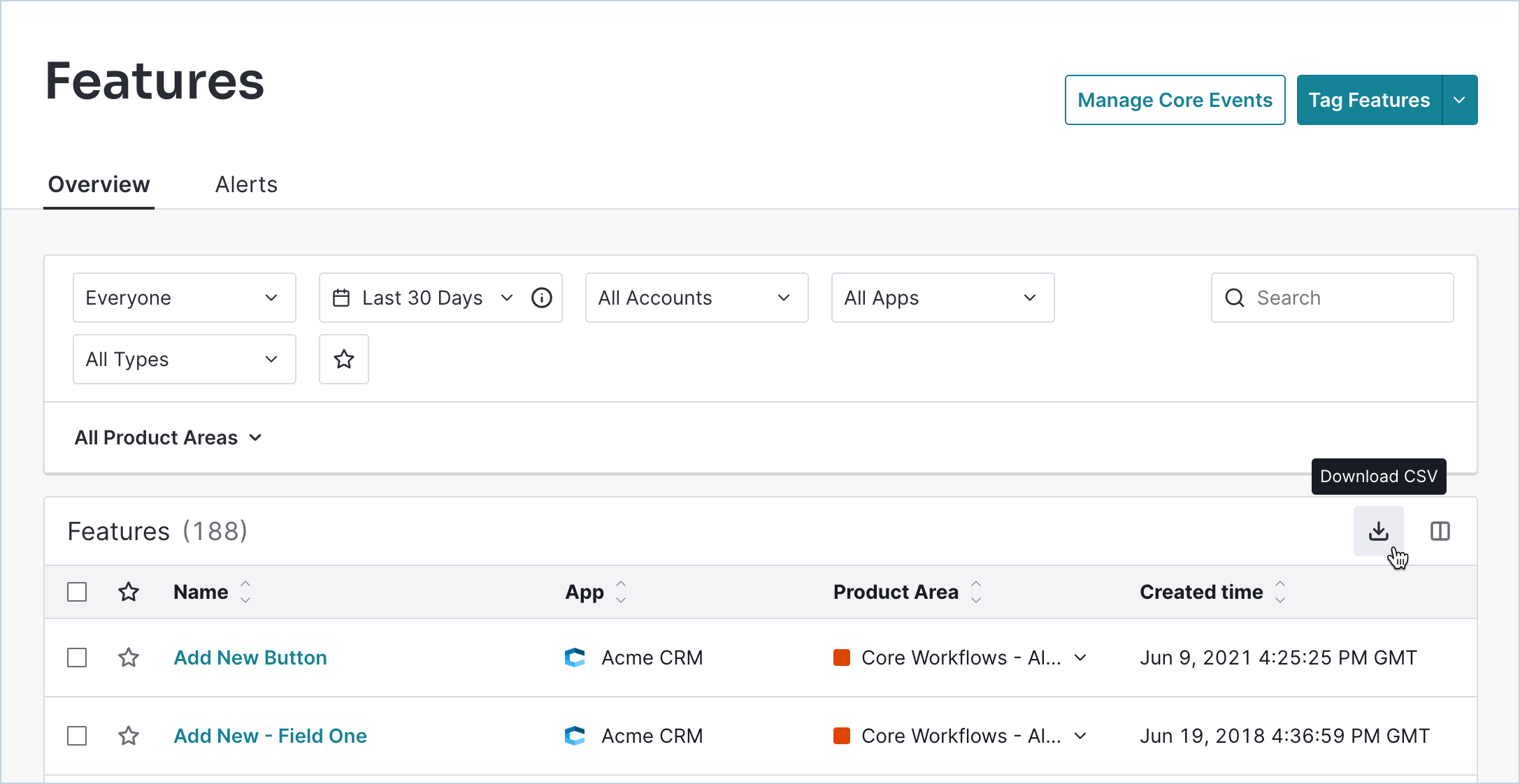 View and manage tagged Features – Pendo Help Center