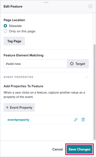 Click Event properties – Pendo Help Center