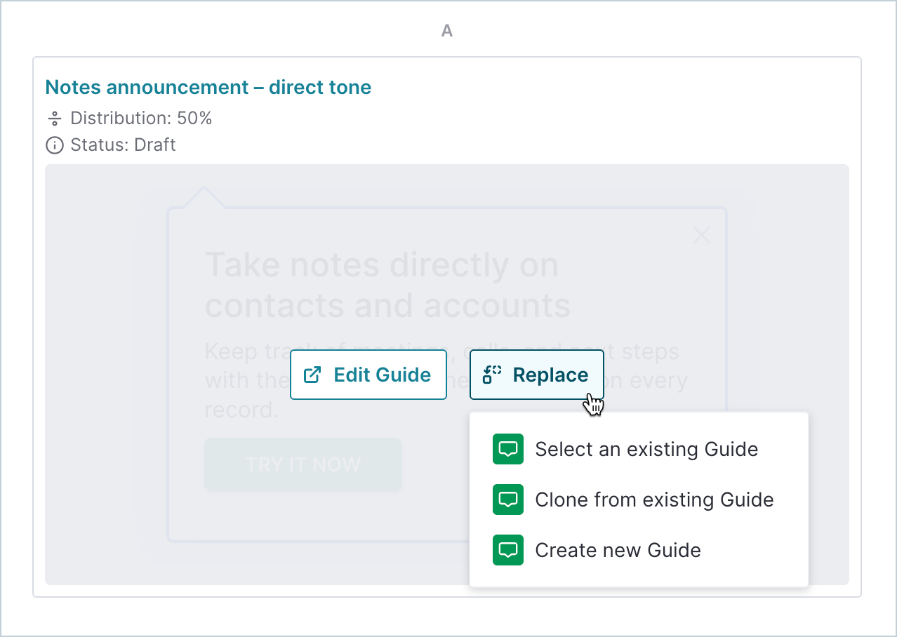 A/B testing with guides – Pendo Help Center