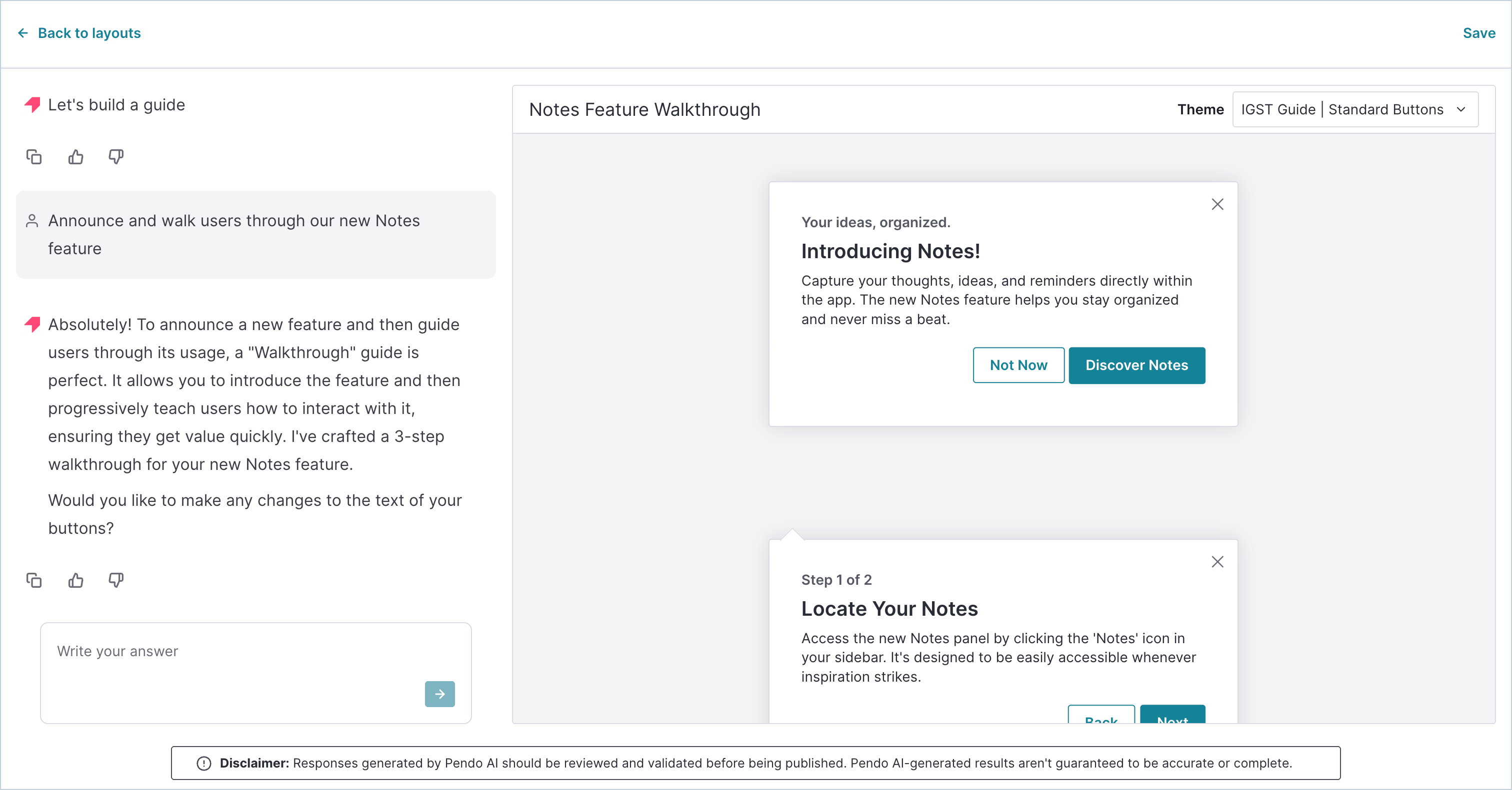 Create a guide using conversational AI (beta) – Pendo Help Center