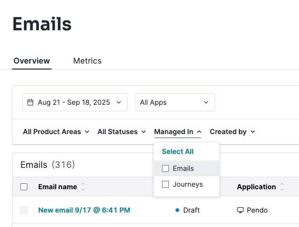 View email metrics – Pendo Help Center