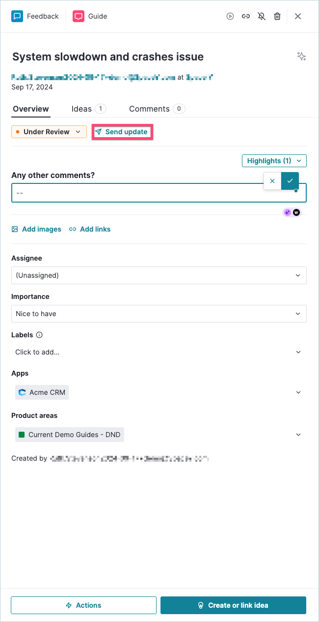 Send update emails – Pendo Help Center
