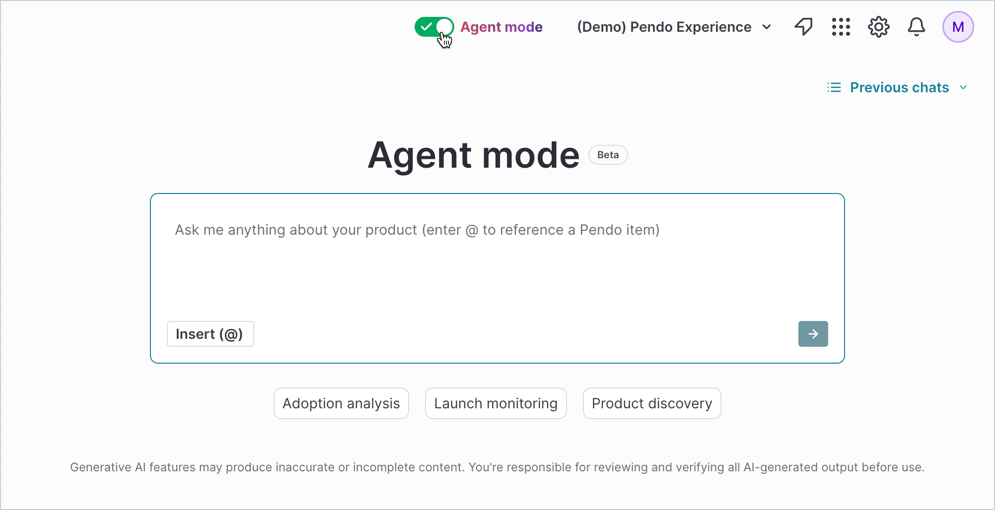 Analyze product usage in agent mode (beta) – Pendo Help Center