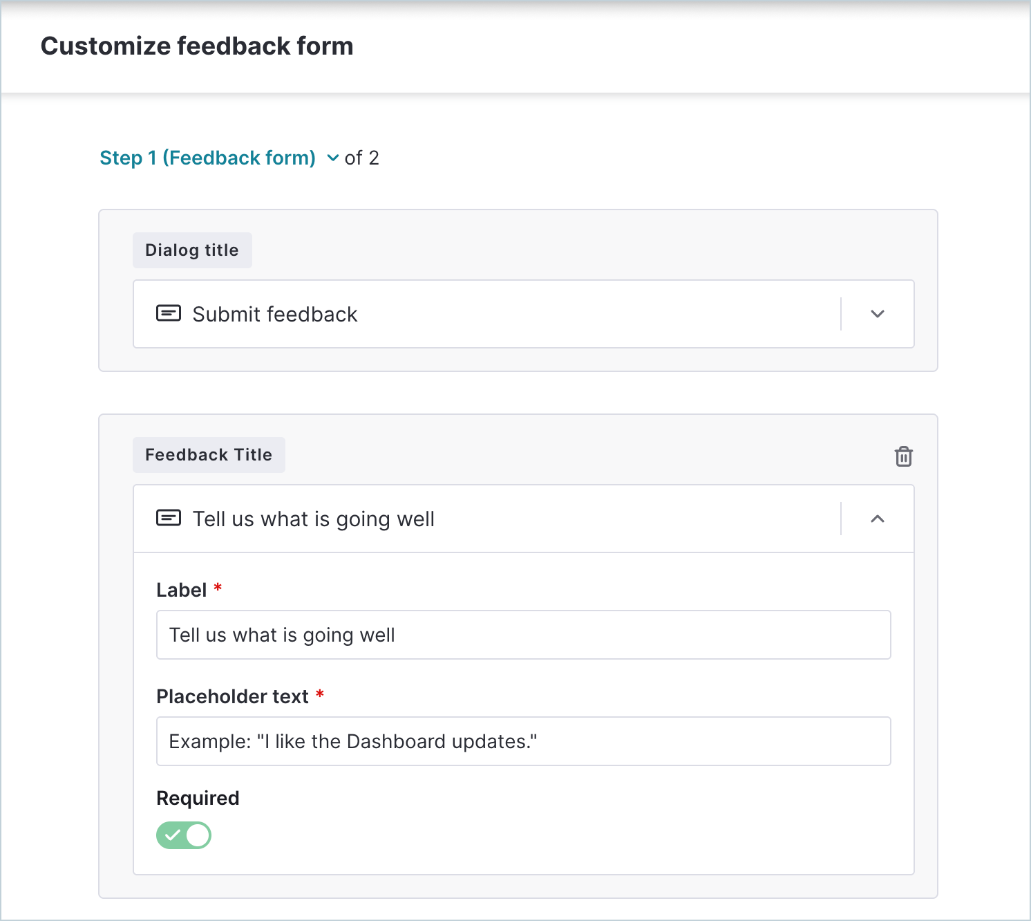 Customize your feedback form – Pendo Help Center