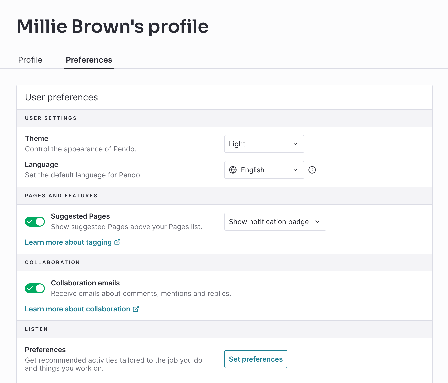 User profile in Pendo – Pendo Help Center